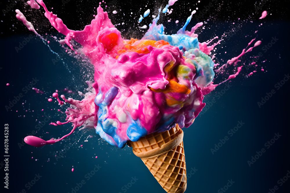 Ice cream splash Frozen Explosion creating an abstract explosion of ...