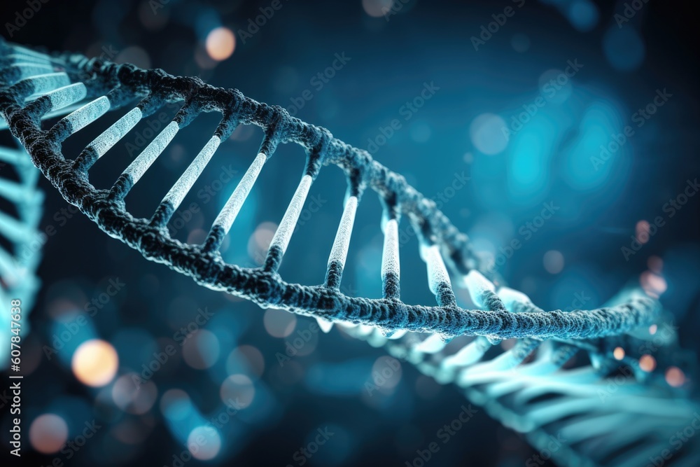 dna double-helix stretching out toward infinity, created with ...
