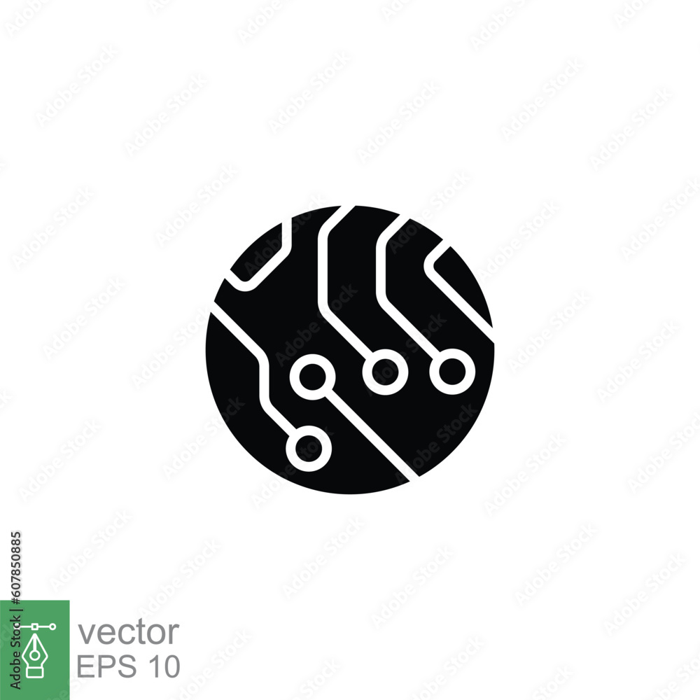 Circuit board icon. Simple solid style. Microchip, tech, computer ...