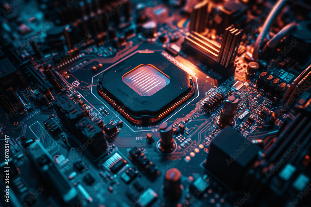 Insight into technology, inside of computer, computer chip, Motherboard ...