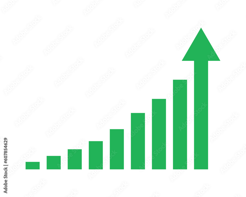 Growing business green arrow with bar chart, Profit arow Vector ...