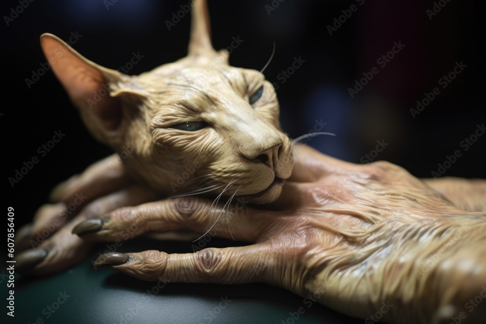 close-up of alien hand, with its strange and delicate fingers touching ...