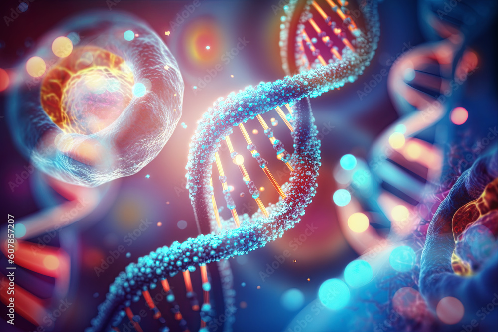 DNA structure of Human cell biology DNA strands molecular structure ...