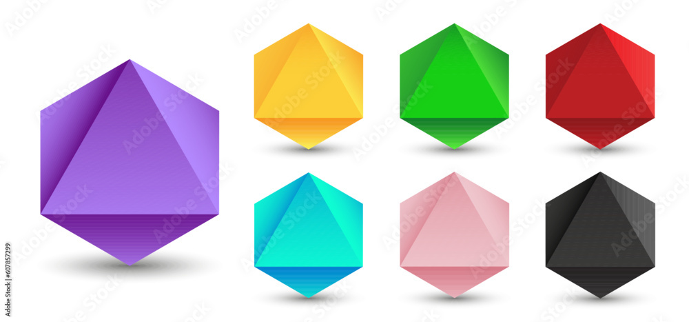 Set of vector octahedrons illustration on a white background with a ...