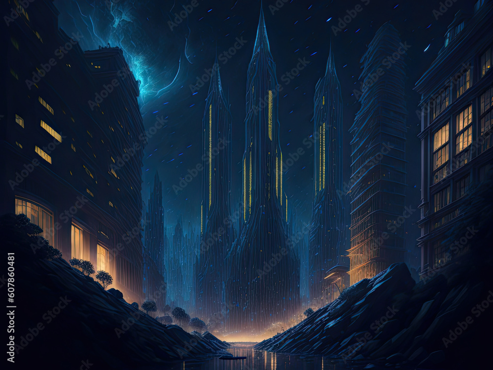 Generative Ai, AI Generated art, beautiful sci-fi city landscape, sci ...