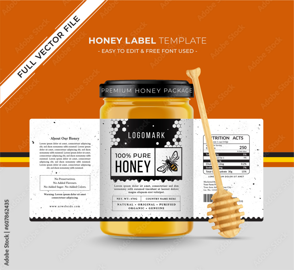 Honey label sticker honey design banner natural bee honey glass jar ... Honey label sticker honey design banner natural bee honey glass jar ...