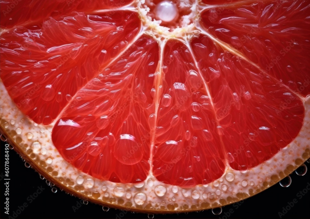grapefruit cross section close-up, emphasizing its juicy pulp and ...