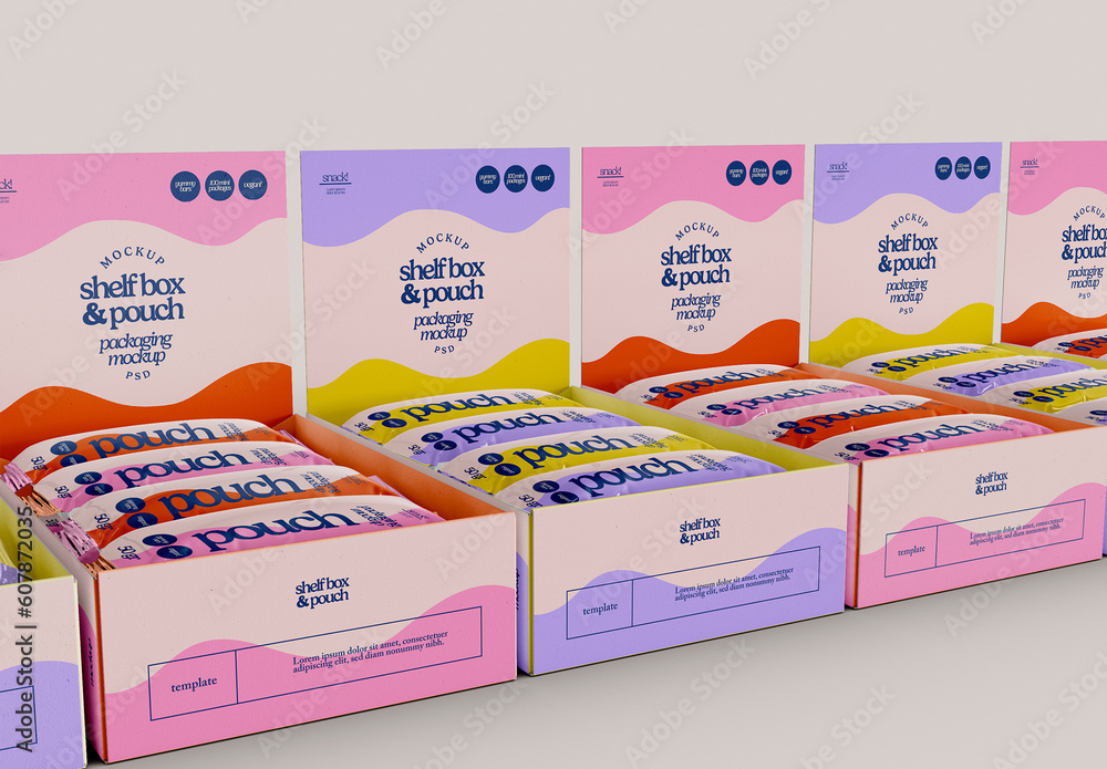 Boxes with Snacks Mockup Stock Template | Adobe Stock