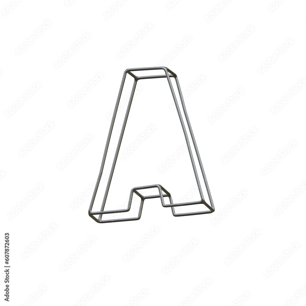 Outline Steel Wire 3D Alphabet or PNG Letters Stock Illustration ...