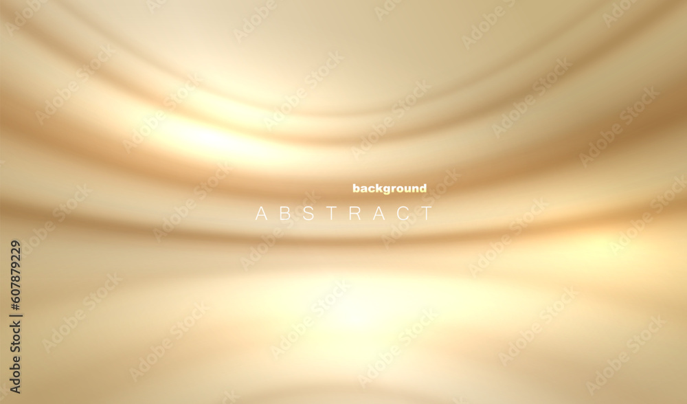 Luxury cream color background with golden line elements and curve light ...