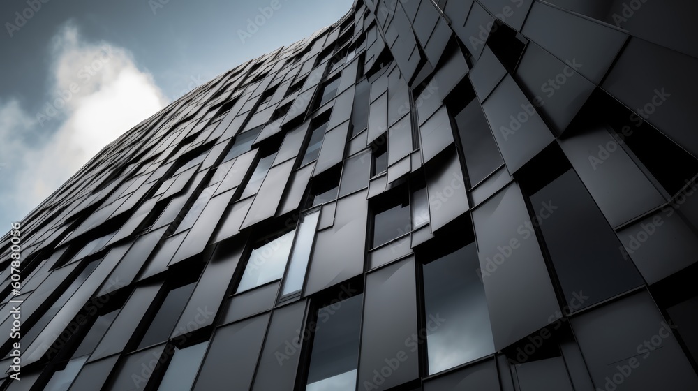 Low angle shot of a dark creative modern building with outstanding ...