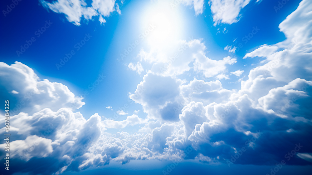 Ciel bleu avec nuage et soleil éclatant - Générative IA Stock ...