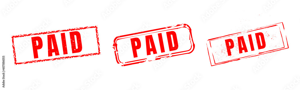 Paid for banner design. Red paid on white background. Grunge texture ...