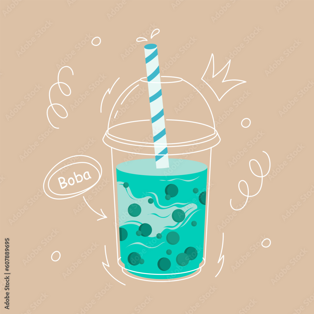 Taro Bubble tea. Milk tea with tapioca pearls. Boba tea. Asian ...