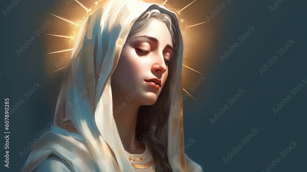 Poster, Foto Generative AI illustration of Virgin Mary mother of Jesus ...