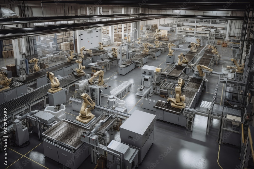 a factory floor where automated processes are in full swing, with ...
