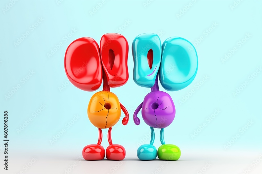 Kidneys. Cute cartoon healthy human anatomy internal organ character ...