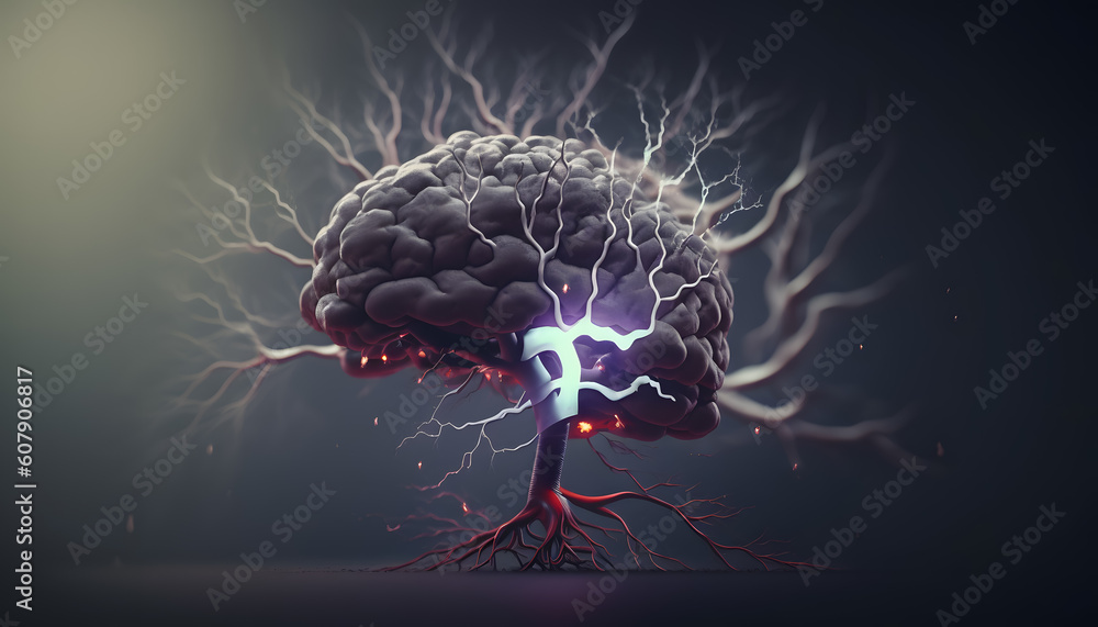 Disease dementia, memory loss. Human losing parts of head as symbol of ...