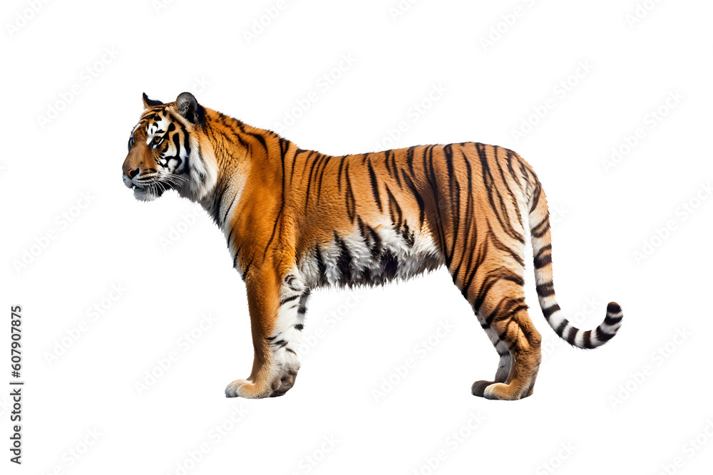 tiger ,standing ,sideview isolated on transparent background ...