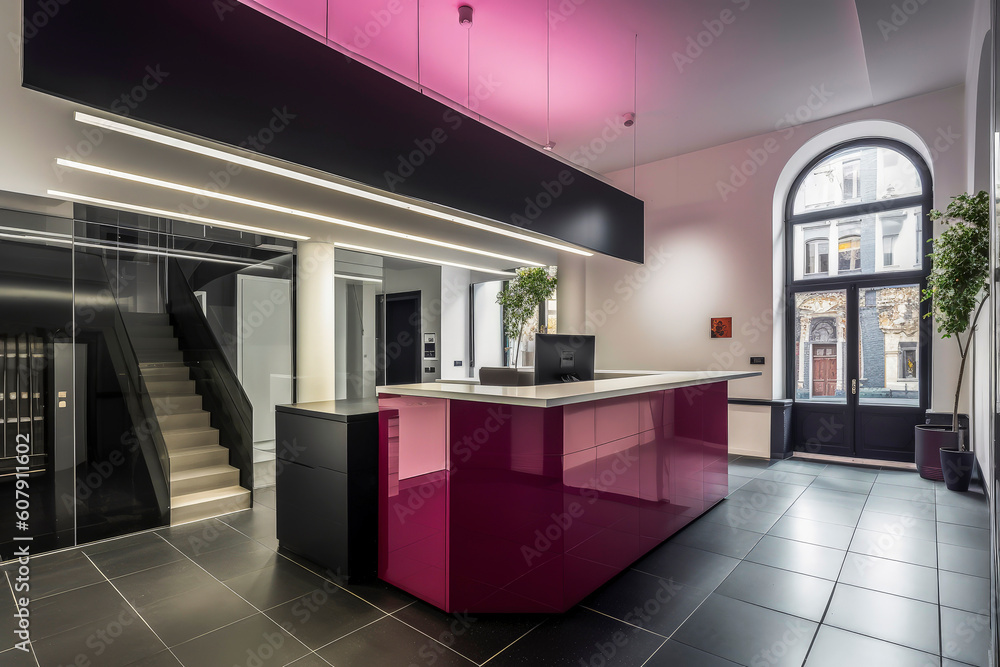 Generative AI illustration of modern company showroom, with reception ...