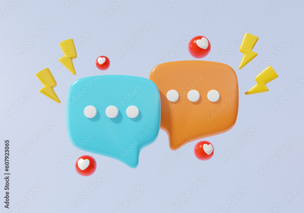 Thunderbolt symbol with bubble chat icon or comment social media online ...