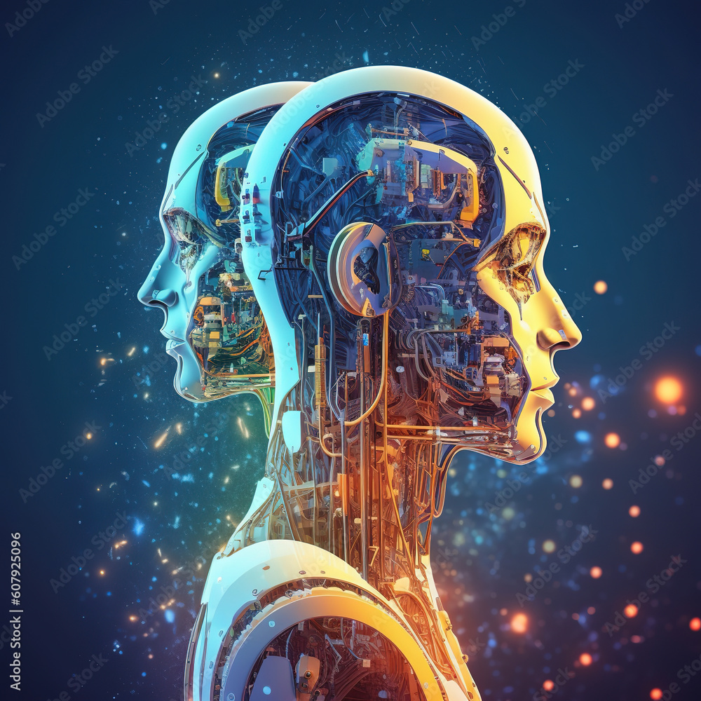 Big data and artificial intelligence concept. Machine learning and cyber mind domination concept ...