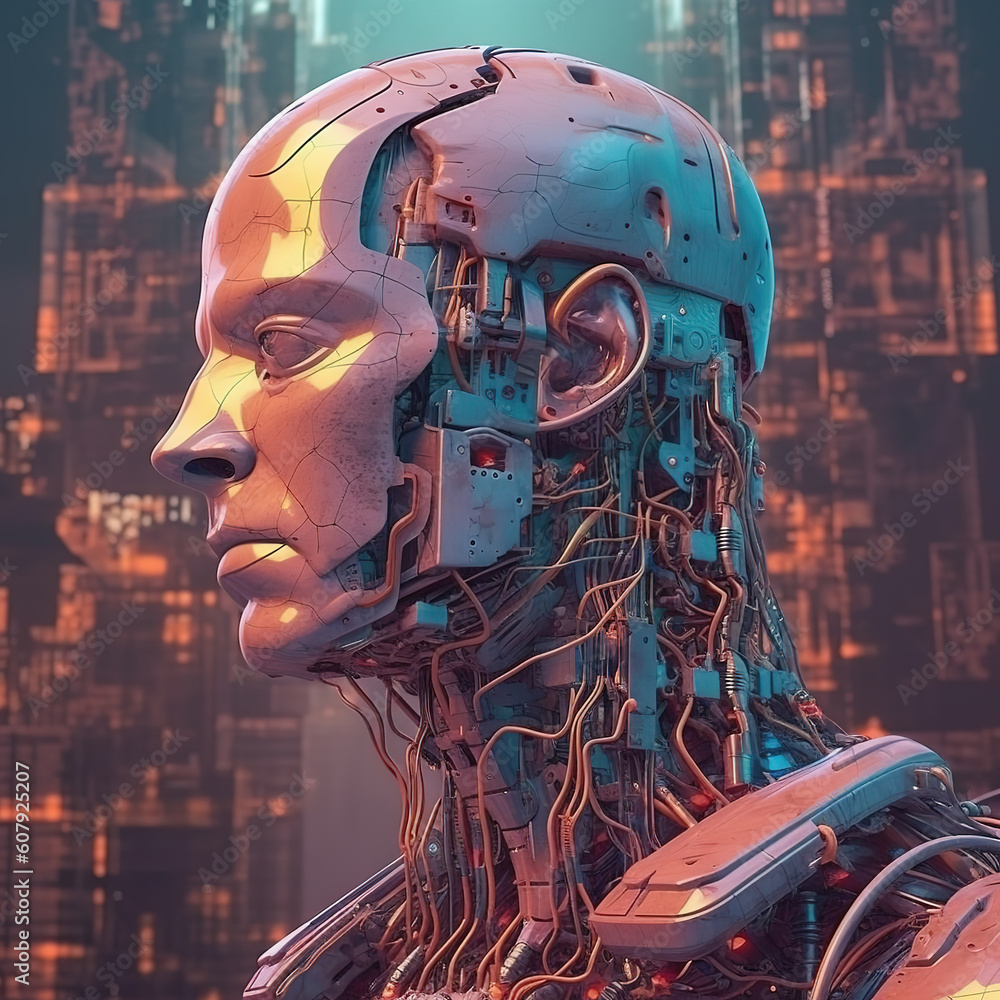 Big data and artificial intelligence concept. Machine learning and cyber mind domination concept ...