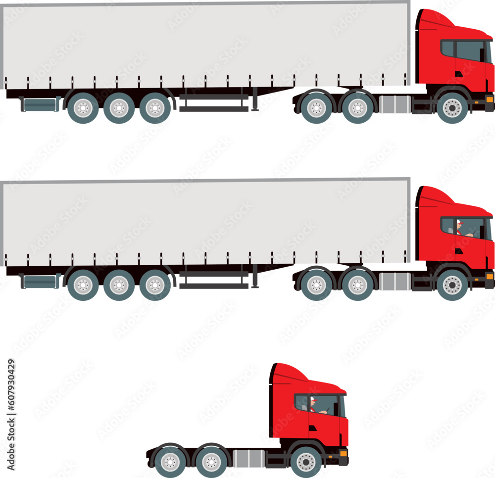 Truck delivery, lorry mock-up isolated template on white background ...