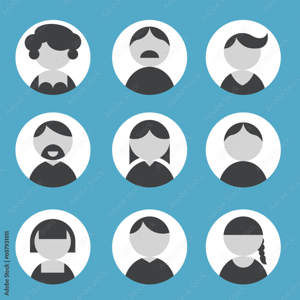 Avatar profile icon set including male and female. - stock vector Stock ...