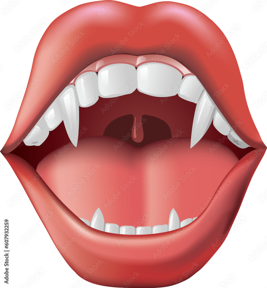 Open mouth with Fangs. Adobe Illustrator gradient mesh tool was used ...