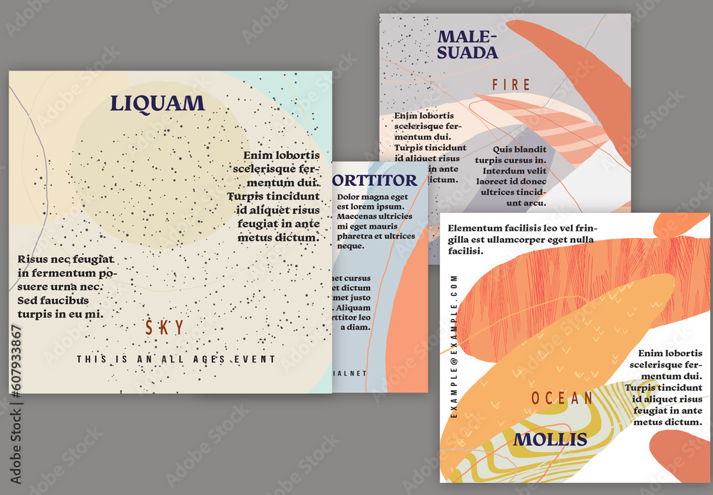 Social Media Square Post Layout Overlapping Blobs Textured With Spots ...