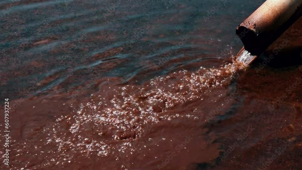 Water pollution in nature. Purification flows into the dirty. Pollution ...