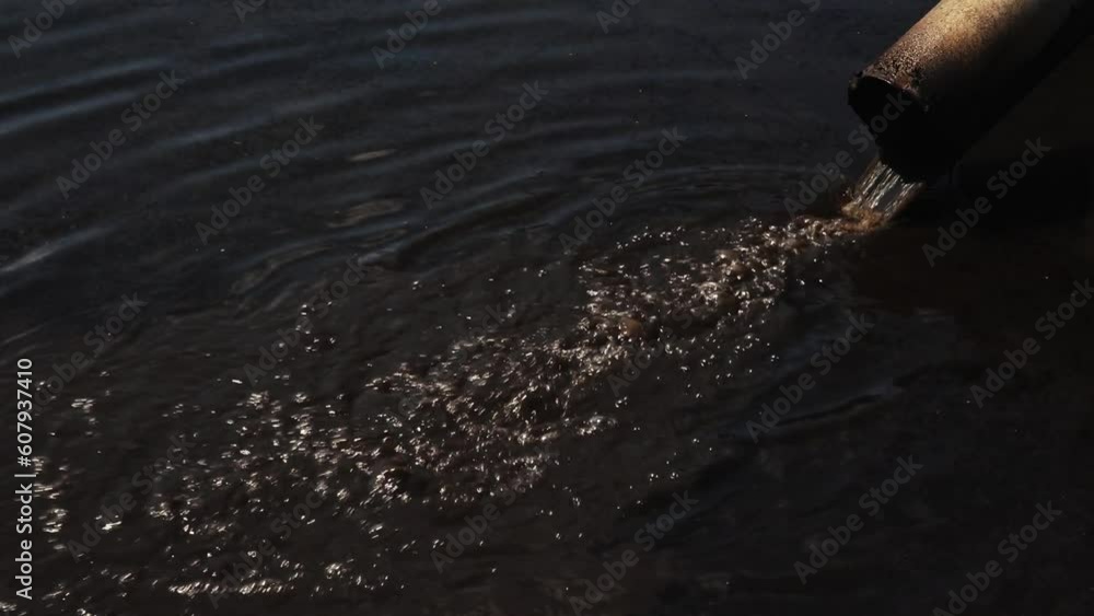 Water pollution in nature. Purification flows into the dirty. Pollution ...