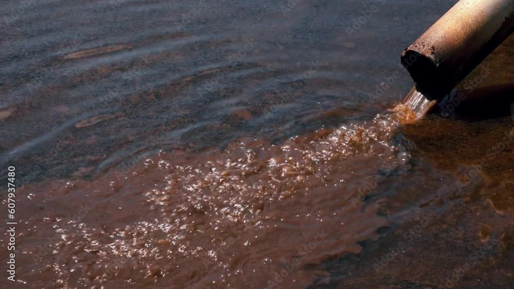 Water pollution in nature. Purification flows into the dirty. Pollution ...