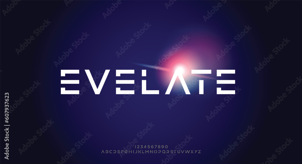 elevate. Abstract technology futuristic alphabet font. digital space ...