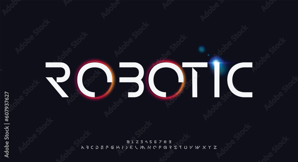 Robotic abstract modern techno font, abstract geometric sci fi bold ...