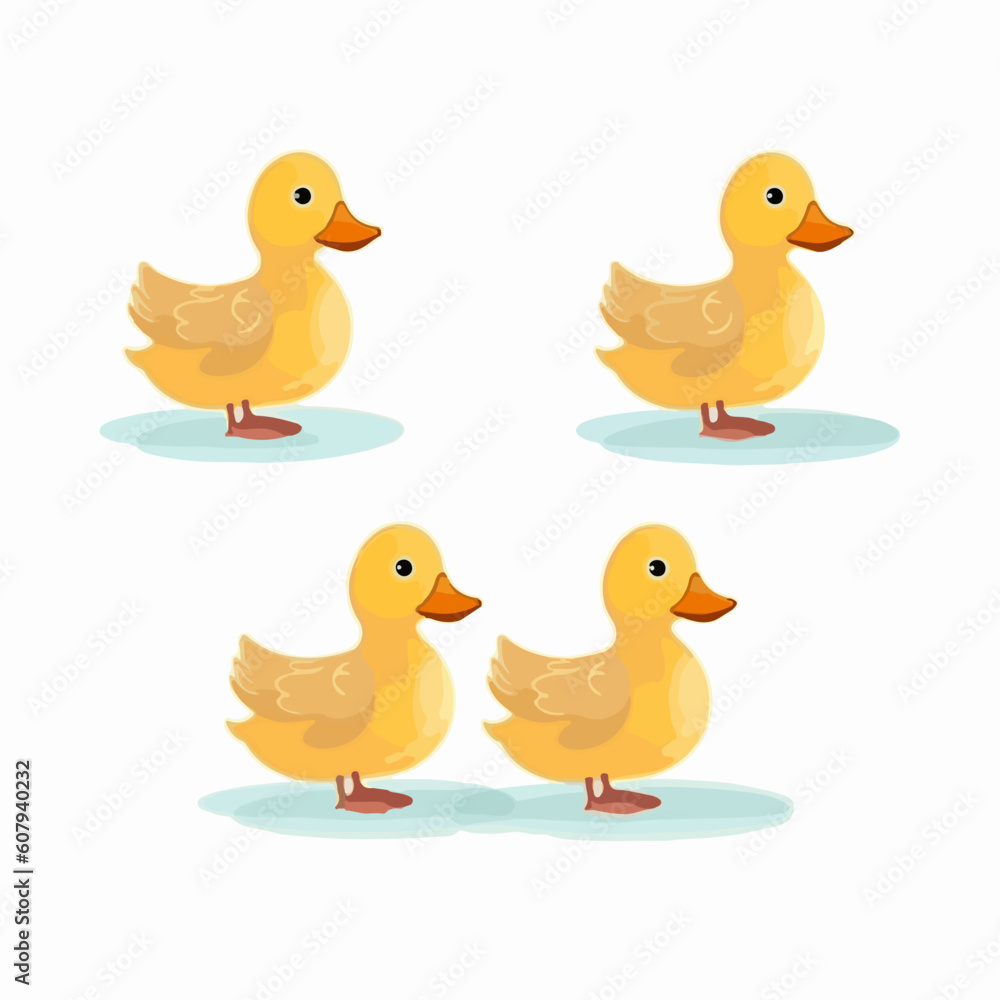 Charming duck illustrations in a variety of sizes and positions. Stock ...