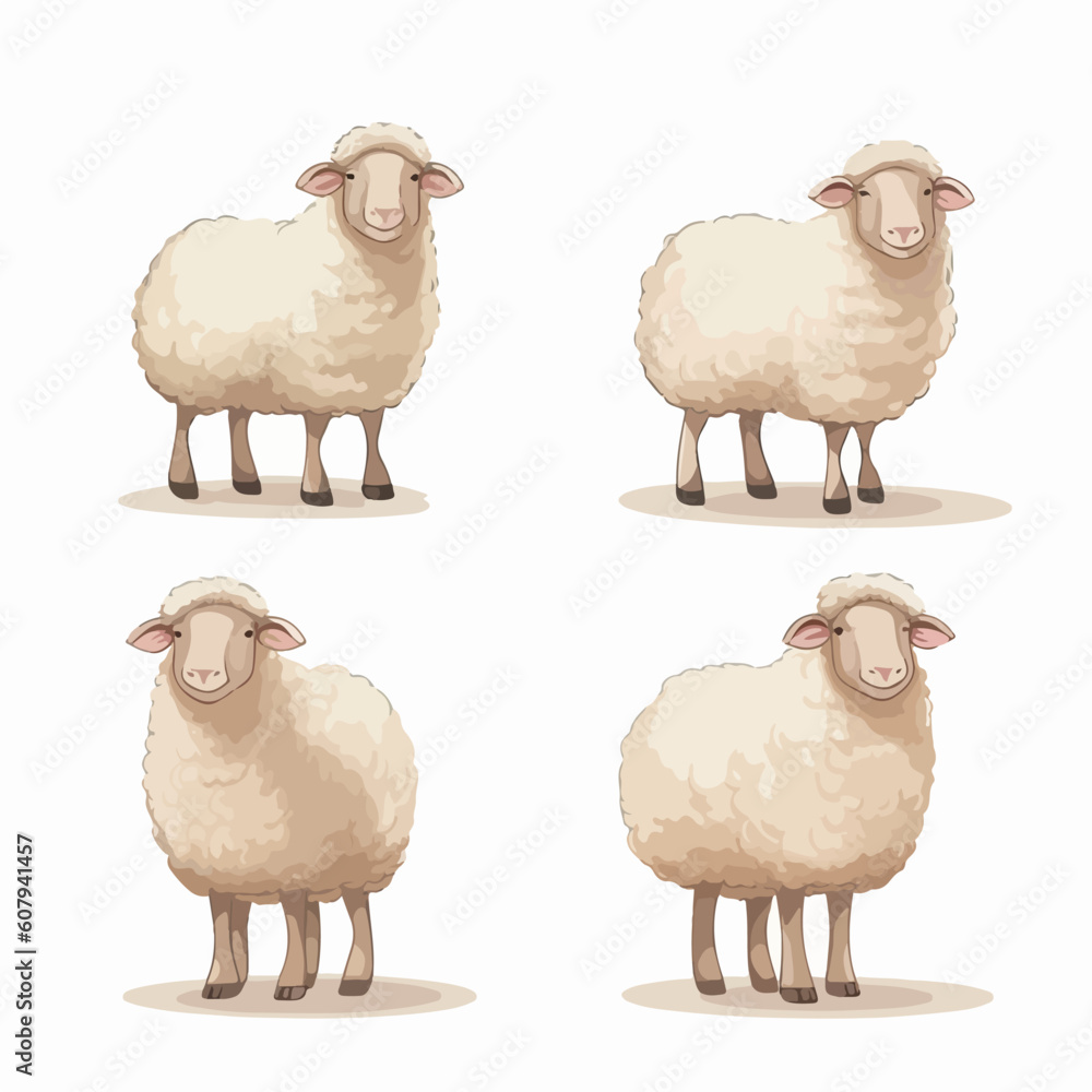 Whimsical sheep illustrations showcasing a range of cute positions ...