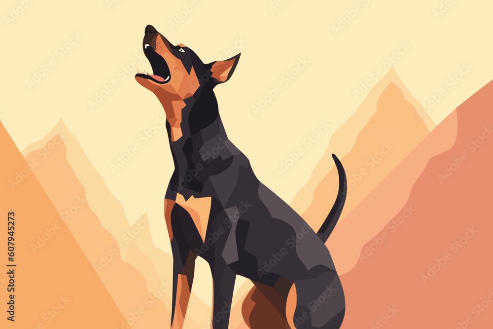 Doodle inspired Doberman pinscher barking, cartoon sticker, sketch ...