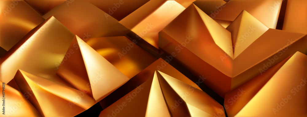 Abstract background of a pile of 3d pyramids and other shapes with ...
