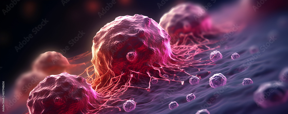 breast cancer cells under a microscope. AI generated ilustración de ...