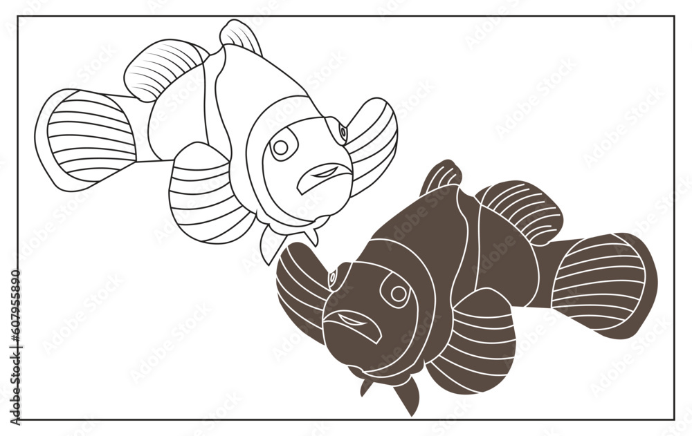 Fish line art, fish hand drawing vintage engraving illustration. Fish ...