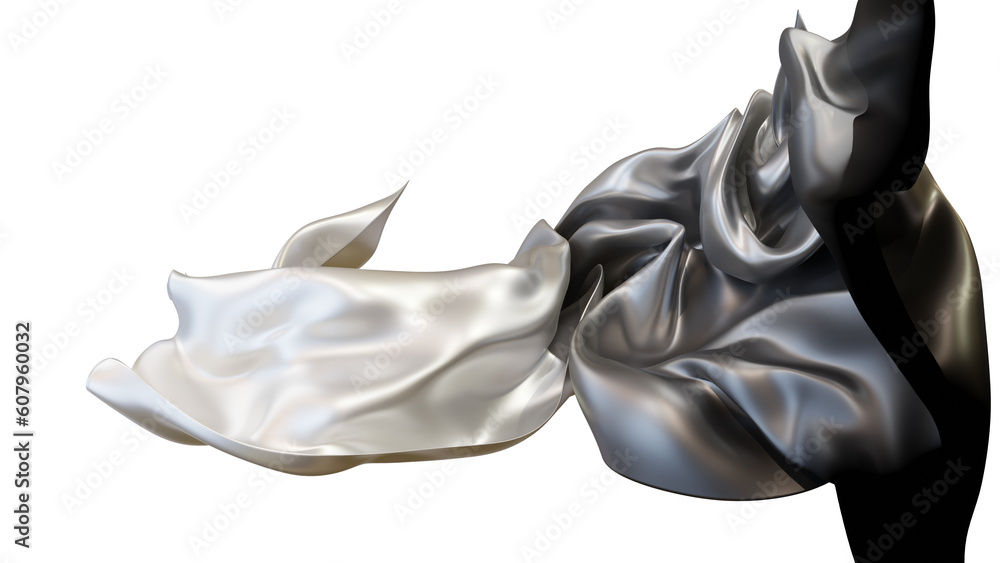 Gray silk fabric design element, 3d rendering silk cloth material ...