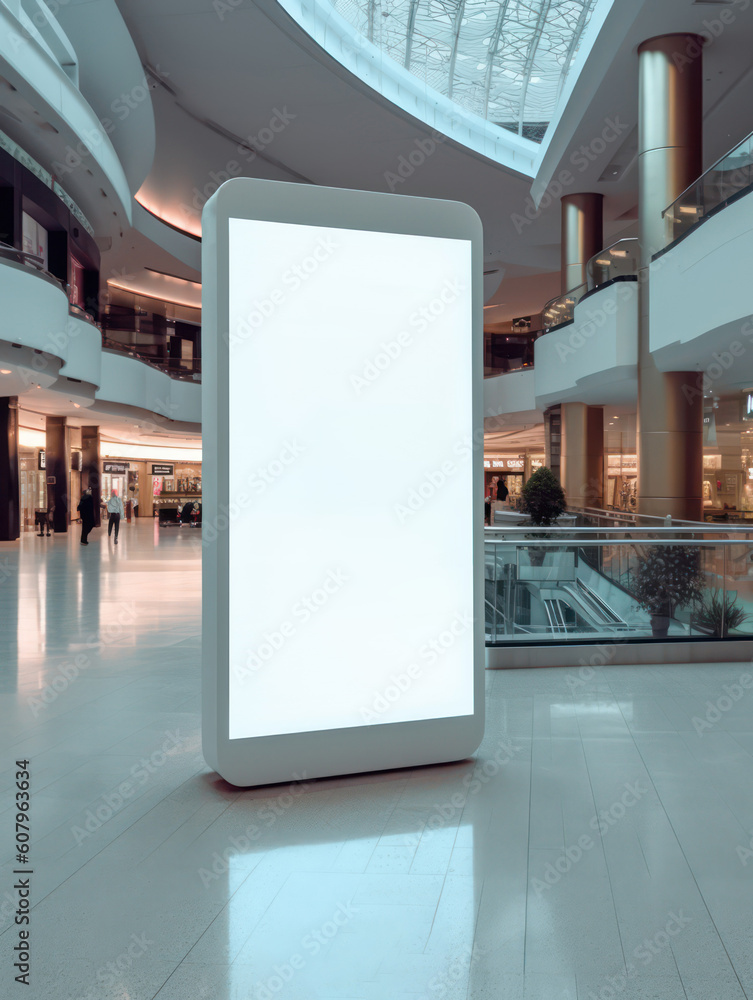 huge big white mockup blank screen at a shopping mall or center ...