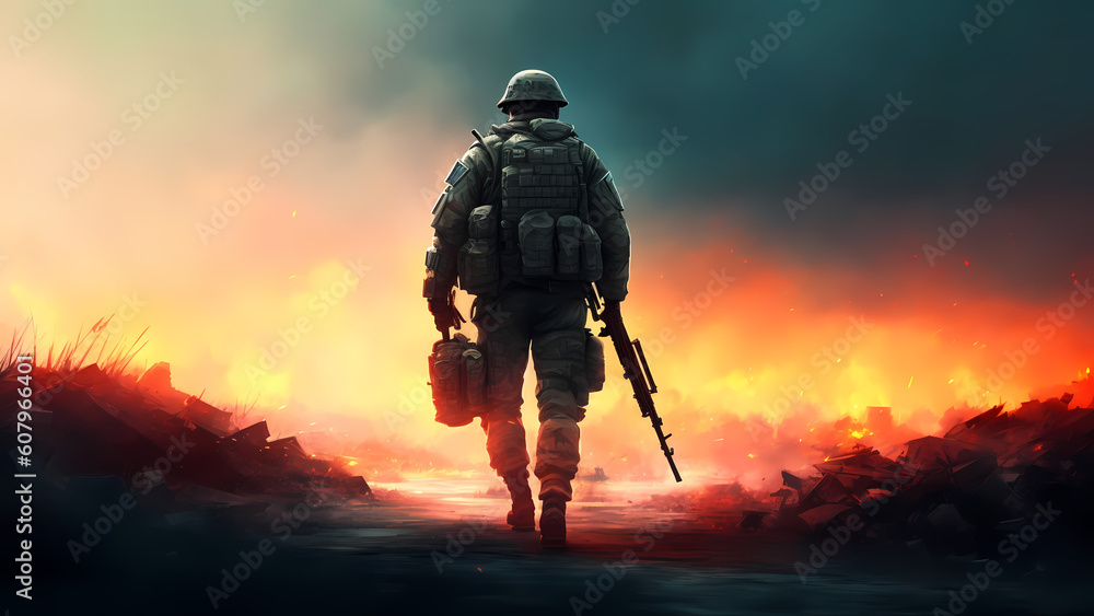 Soldier Standing Alone Stock Illustration | Adobe Stock