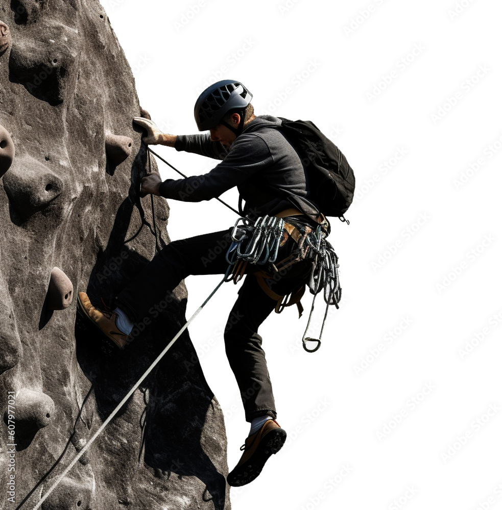 Person climbing mountain on transparent background. Generative AI ...