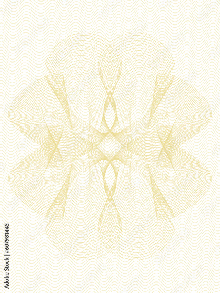 Golden floral guilloche. Elegant watermark, zigzag pattern. Line art ...