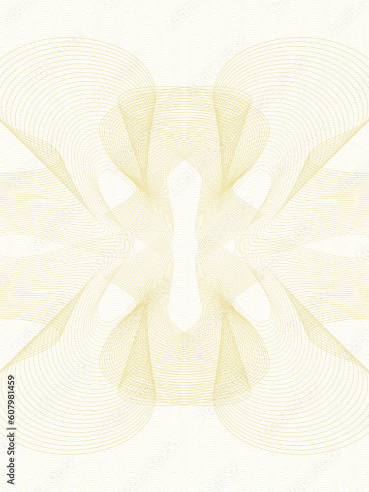 Golden ornamental watermark, zigzag pattern. Elegant guilloche. Line ...