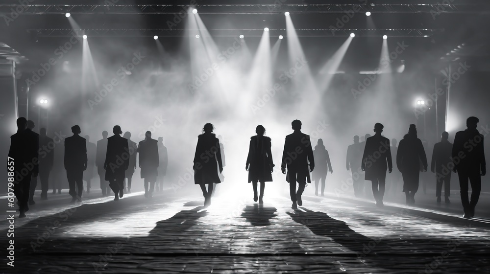 a group of people walking on a stage. Generative AI Art. Stock ...