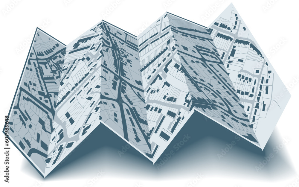 Editable vector illustrated folding map of housing in a generic town ...